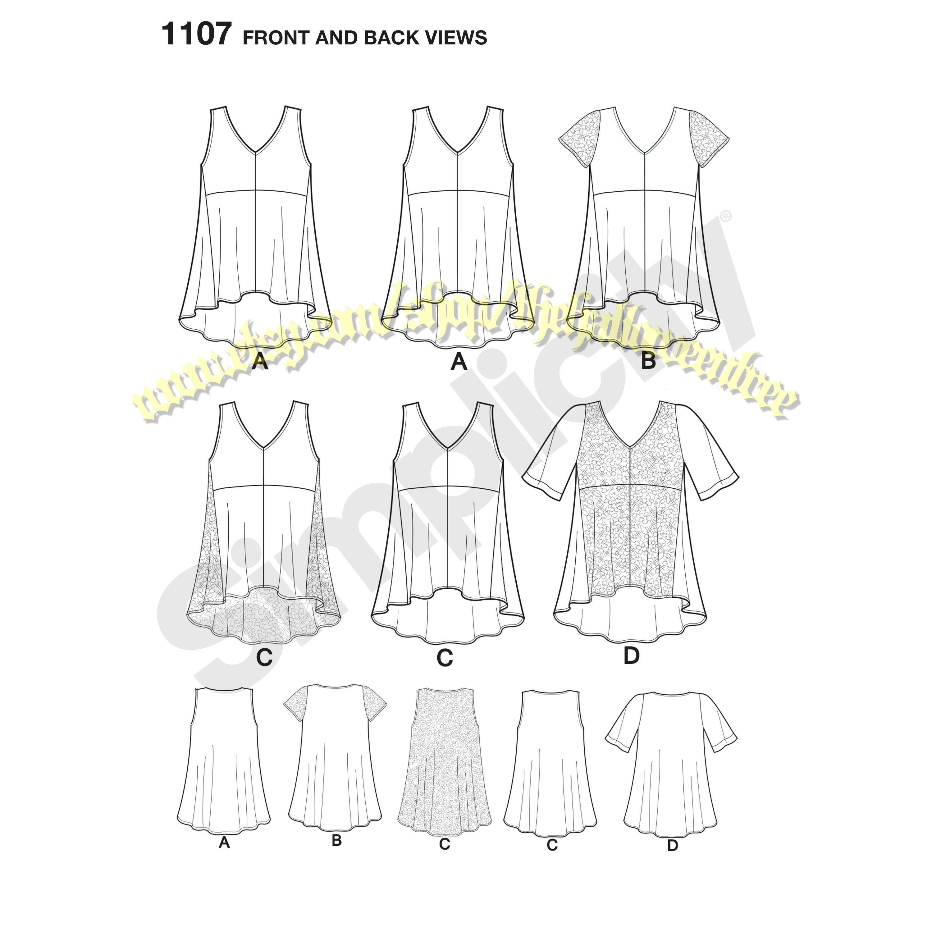 Simplicity 1107 Simple Tank Cami Blouse Top Sewing Pattern - Etsy