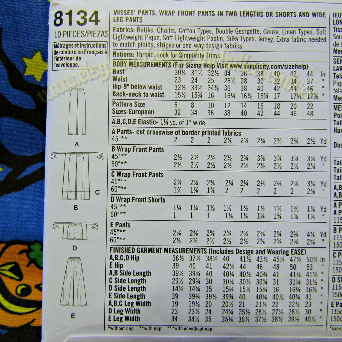 Simplicity 8134 Wrap Pants Harem Wide Leg and Shorts in - Etsy