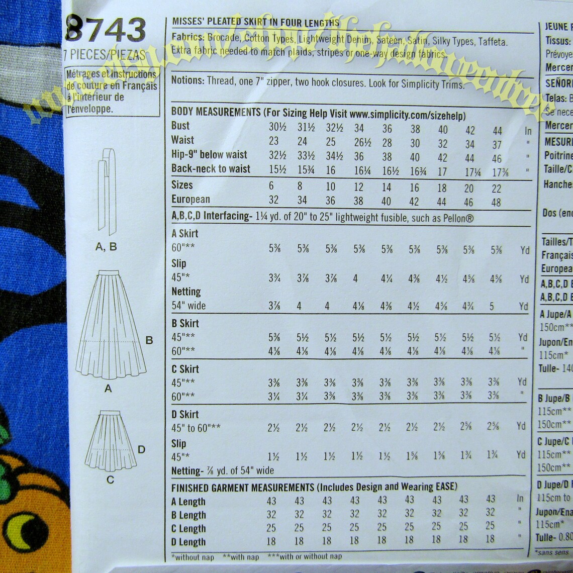Simplicity 8743 Skirt Sewing Pattern Pleated Length Options - Etsy