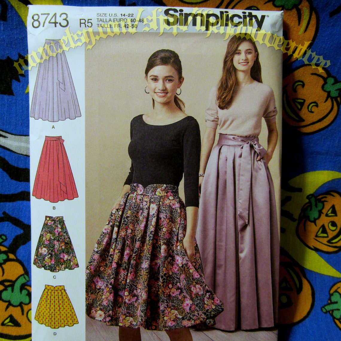Simplicity 8743 skirt sewing pattern pleated length options | Etsy