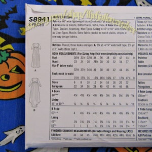 Simplicity 8941 18th Cent Baroque 1700s Dress Sewing Pattern Women's M ...