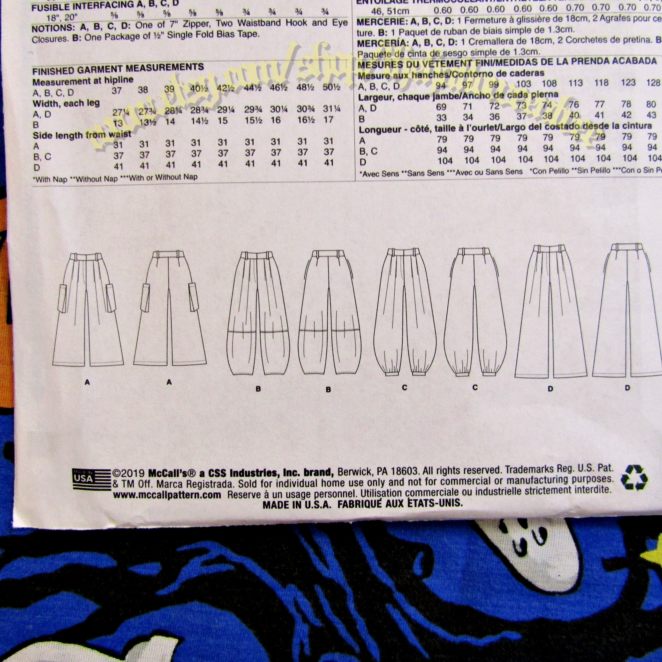 Mccalls 7907 M7907 Sewing Pattern Flare Pants Bubble Leg - Etsy