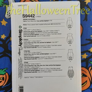 Simplicity 9442 R11290 Plush Bear Sloth Stuffed Animal Sewing - Etsy