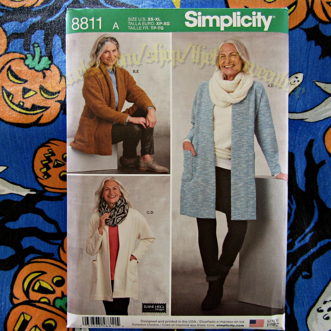 Simplicity S8811 Knit Jacket Sweater With Headband and Scarf Sewing ...
