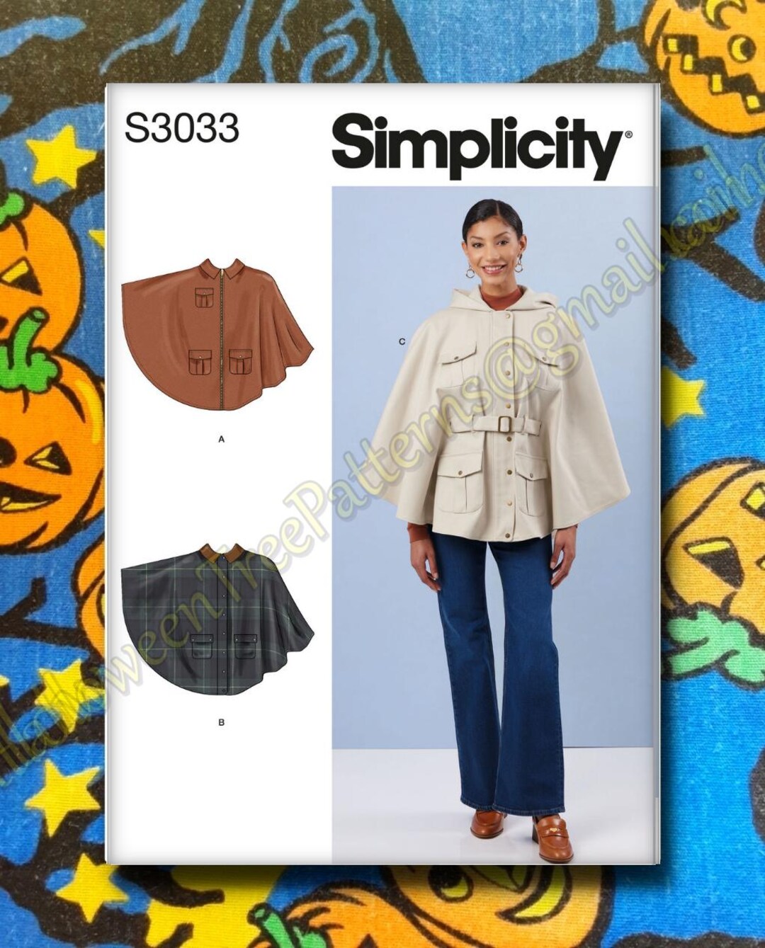 Simplicity 3033 Ponchos Cape Hooded Style Jackets SEWING PATTERN S-xl ...