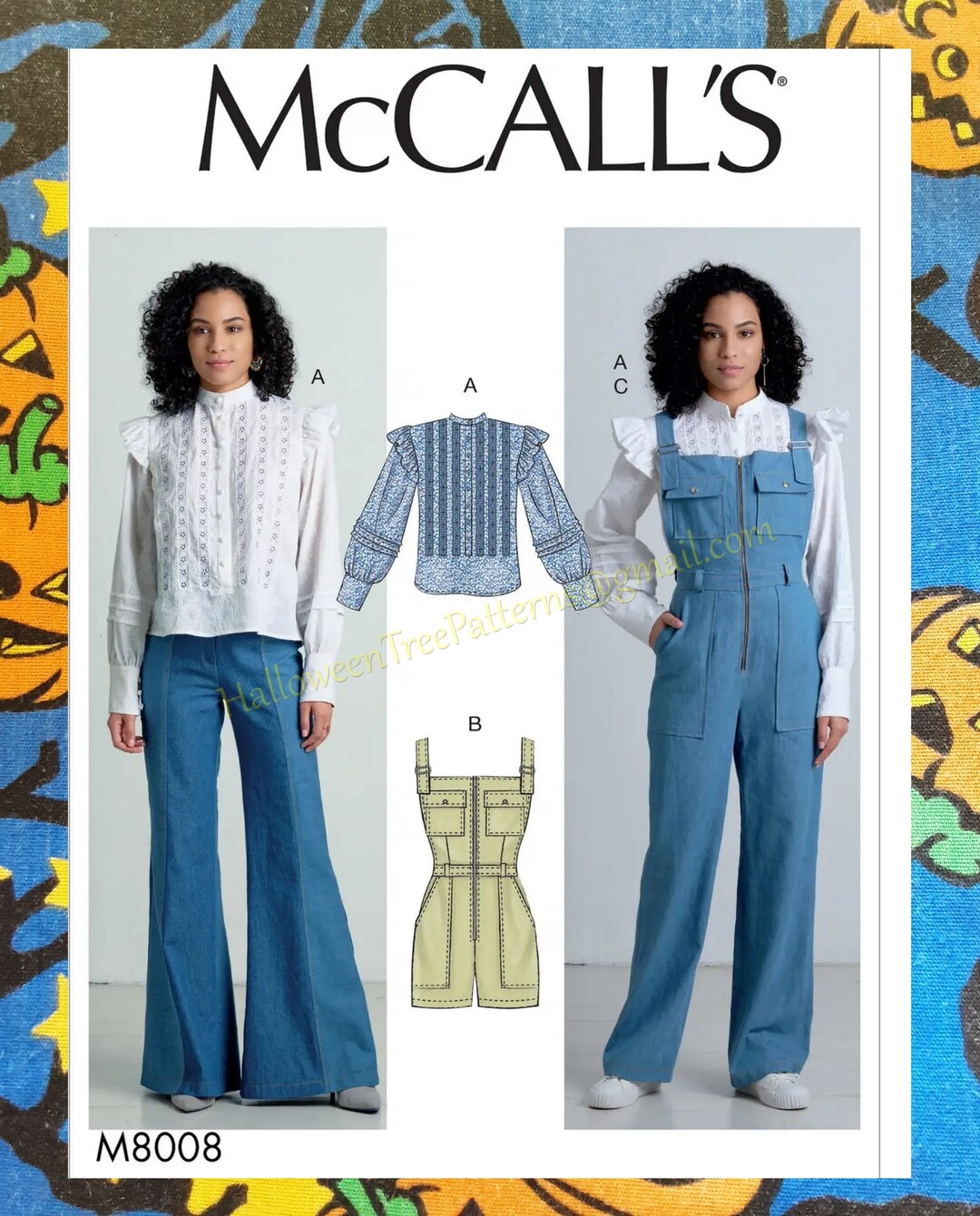 Mccalls OOP 8008 Overalls Jumpsuit Romper Dresses Sewing Pattern Sizes ...