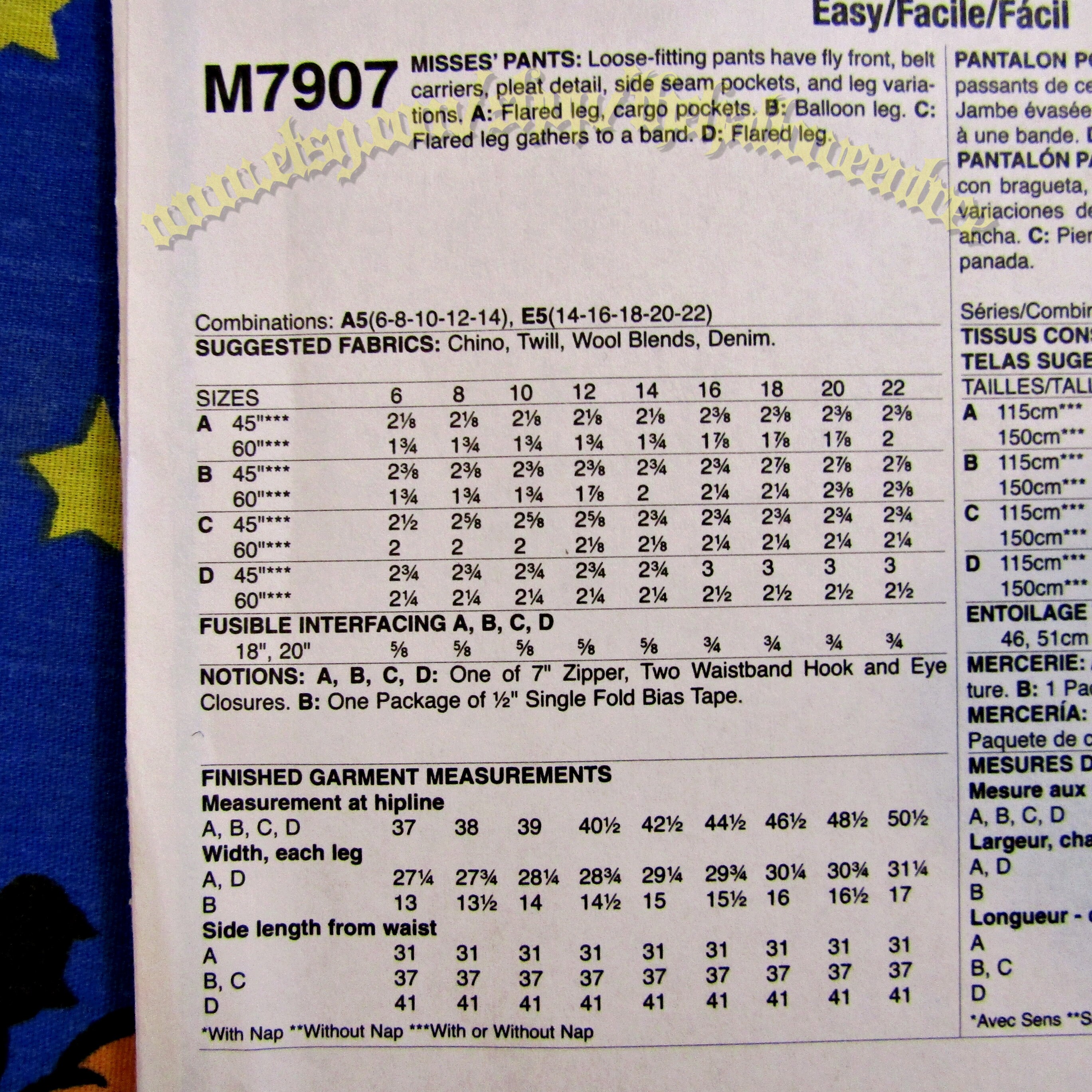 Mccalls 7907 M7907 Sewing Pattern Flare Pants Bubble Leg - Etsy Canada