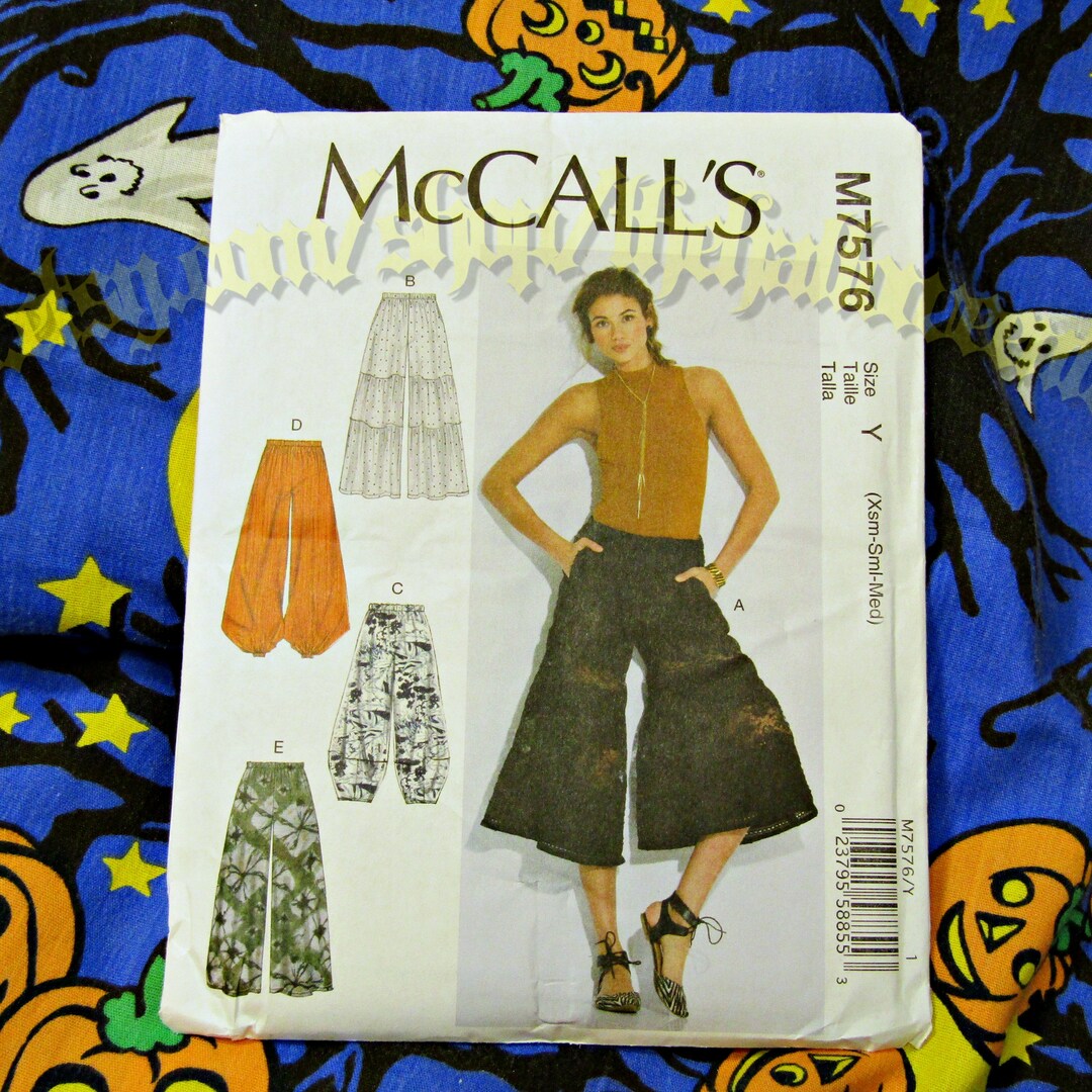 Mccalls M7576 Sewing Pattern Flare Ruffle Boho Bubble Pants Hippie XS-M ...