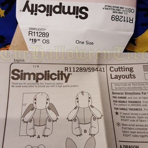 Simplicity 9441 R11289 Plushies Stuffed Animal Sewing Pattern Dragon ...