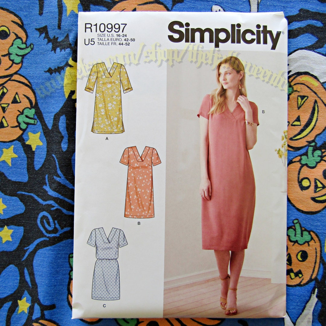 Simplicity 9262 Shift Dress V-neck Sewing Pattern Sizes 16-24 S9262 ...