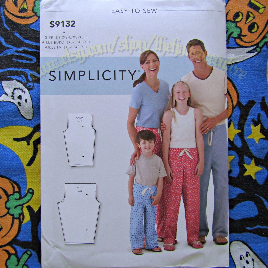 Simplicity 9132 Pajama Bottoms Sewing Pattern Pants Loungewear for the ...