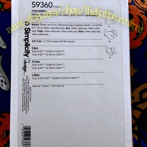 Simplicity 9360 Plushies Stuffed Animal Simple Sewing Patterns Teddy ...