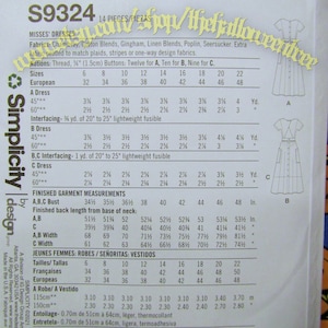 Simplicity 9324 Aka R11106 Dress Sewing Pattern Short Sleeve Options ...