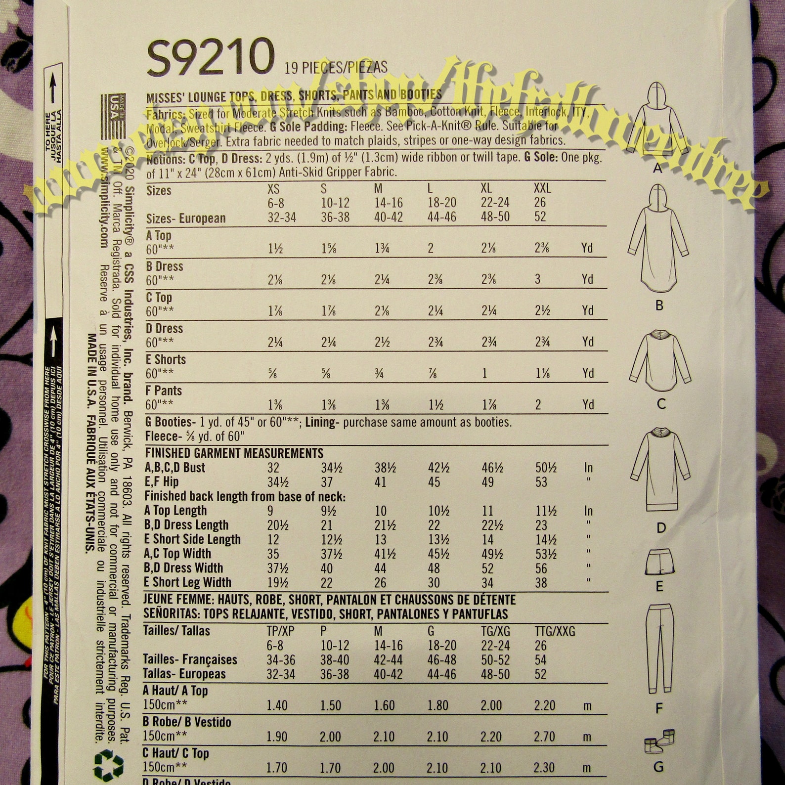 Simplicity 9210 Hooded Pajamas and Slippers Sewing Pattern - Etsy