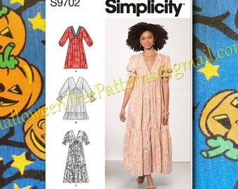 Simplicity S9702 Sewing Pattern Misses Empire Dresses With Sleeve and ...