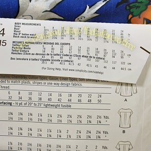 Simplicity 9274 Pullover Blouse Tunic Top Sewing Pattern Adult Sizes 6 ...