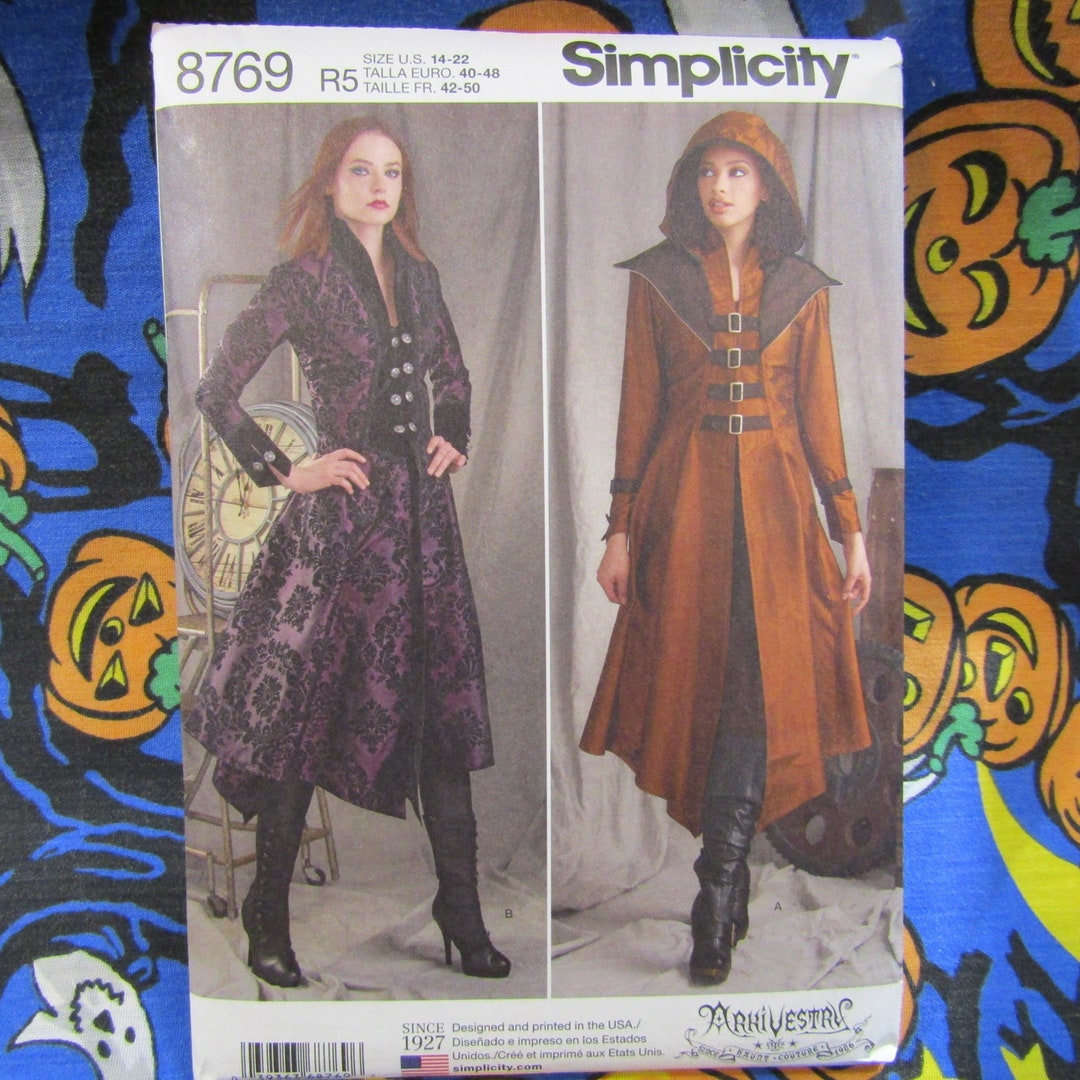 Simplicity 8769 Dystopian Gothic Hooded Dress Sewing Pattern Sizes ...