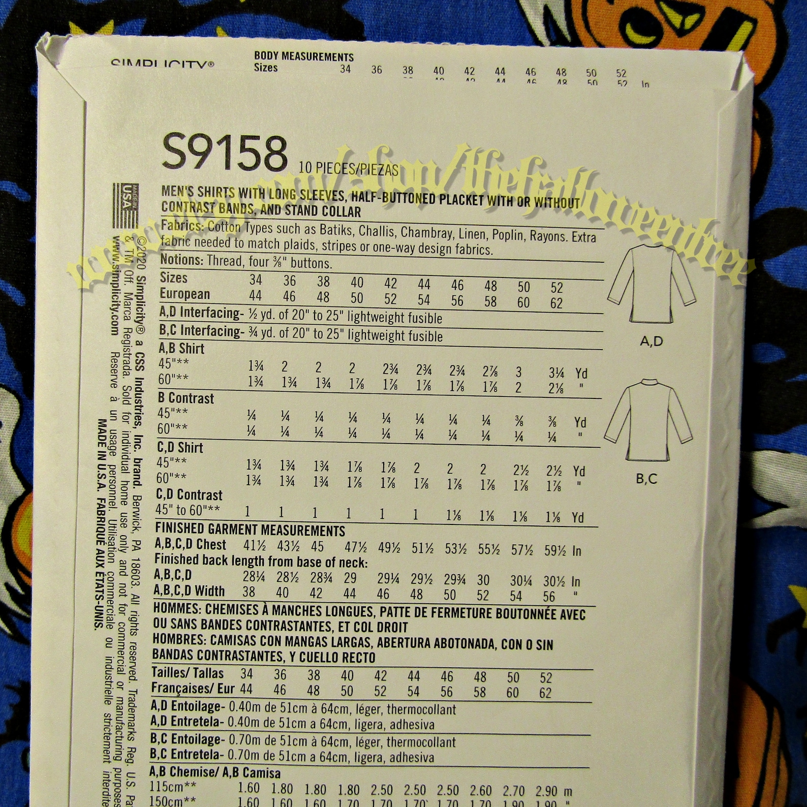 Simplicity 9158 Kurta Tunic Half Button Shirt Wedding Sewing Patterns ...