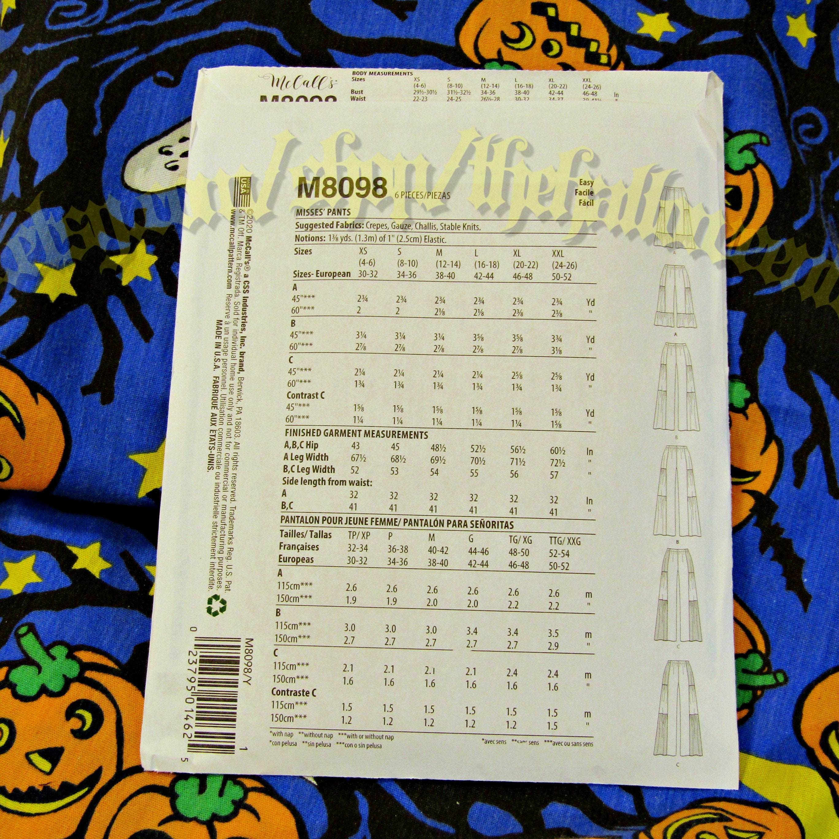 Mccalls 8098 Sewing Pattern Flare Ruffle Boho Bubble Pants - Etsy