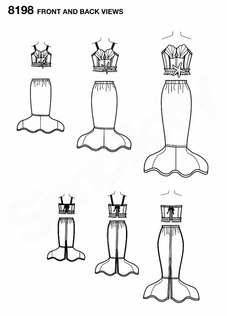 Simplicity 8198 Mermaid Tail Adult and Girl's Costume Sewing Pattern ...