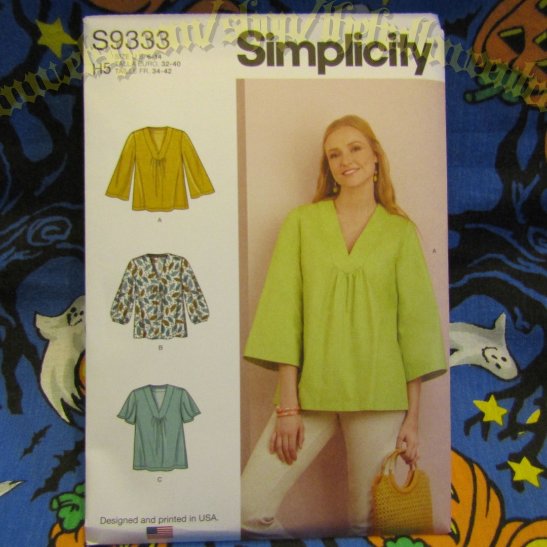 Simplicity 9333 Blouse Top Tunic 3/4 Sleeve Options Sewing Pattern ...