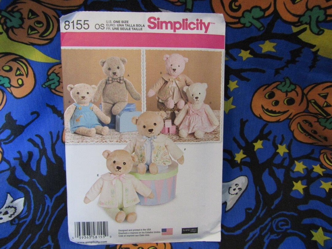 Simplicity 8155 Plushies Stuffed Animal Sewing Patterns Teddy Bears and ...