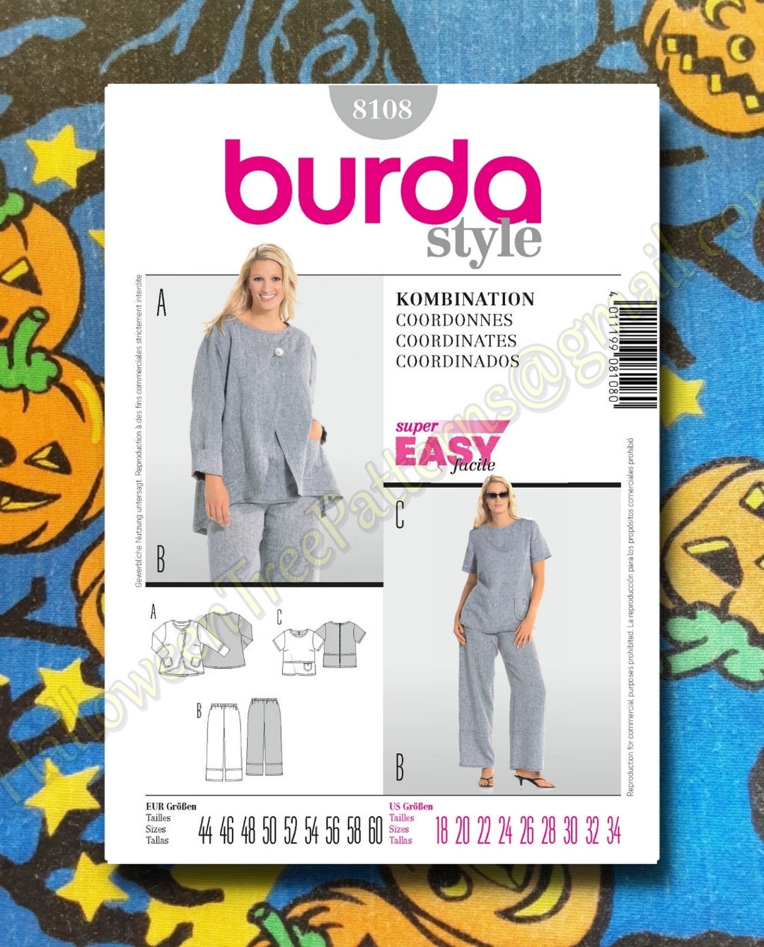Burda 8108 Sewing Pattern Modern Minimal or Scrubs Sizes 18-34 B8108 ...