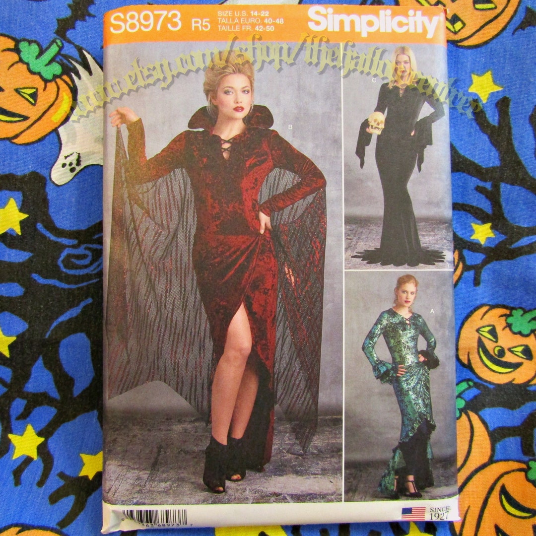Simplicity 8973 Elvira Vampira Princess Witch Dress Gown Women's ...