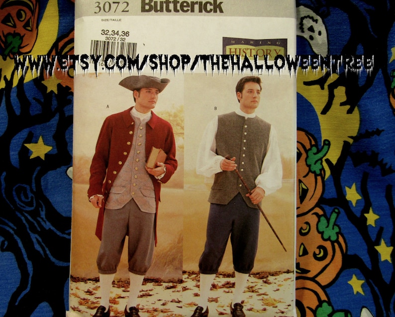 Butterick 3072 Coat Vest Shirt Pants and Hat Sewing Pattern Sizes 32-34 ...