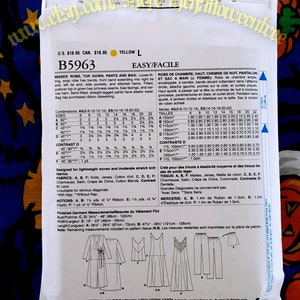 Butterick 5963 Sleepwear Robe Pajamas Sewing Pattern Sizes 6-14 B5963 ...