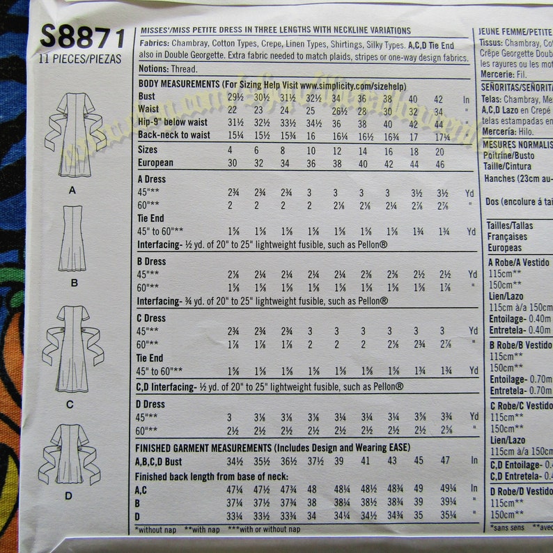 Simplicity 8871 4-12 Dress With Neckline Variation and Belt | Etsy
