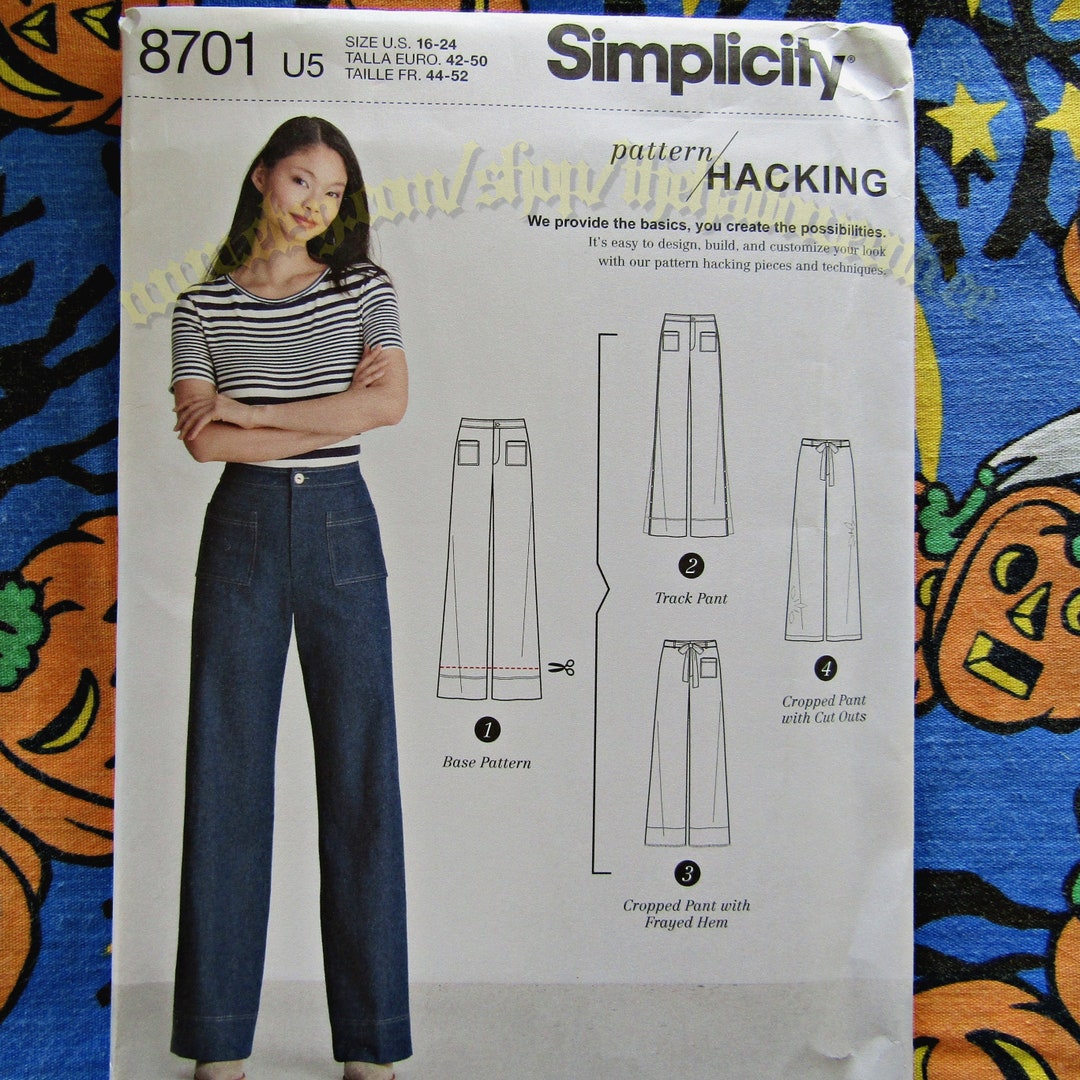 Simplicity 8701 16-24 Pants Sewing Pattern Jeans Design Hacking Sizes ...
