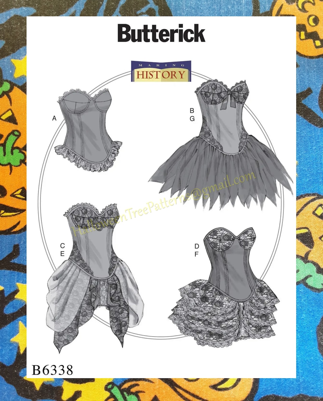 Butterick 6338 Lined Boned Corset Sewing Pattern Skirt Options Sizes 14 ...