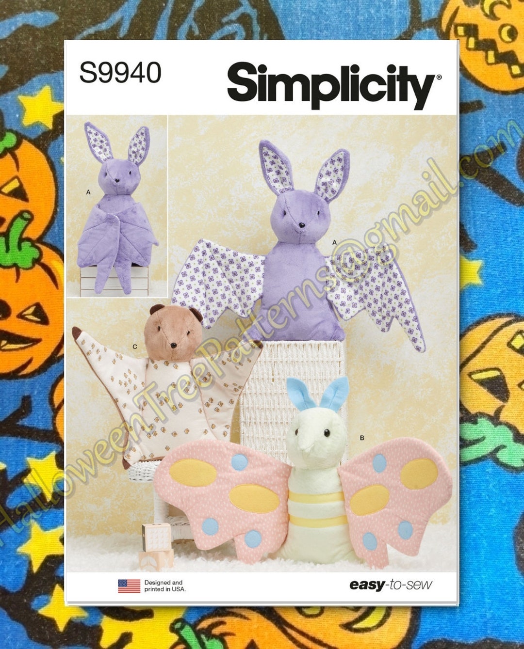 Simplicity 9940 Plush Stuffed Animal Sewing Pattern Bat Moth Sugarglider Squirrel Toy S9940 - Etsy