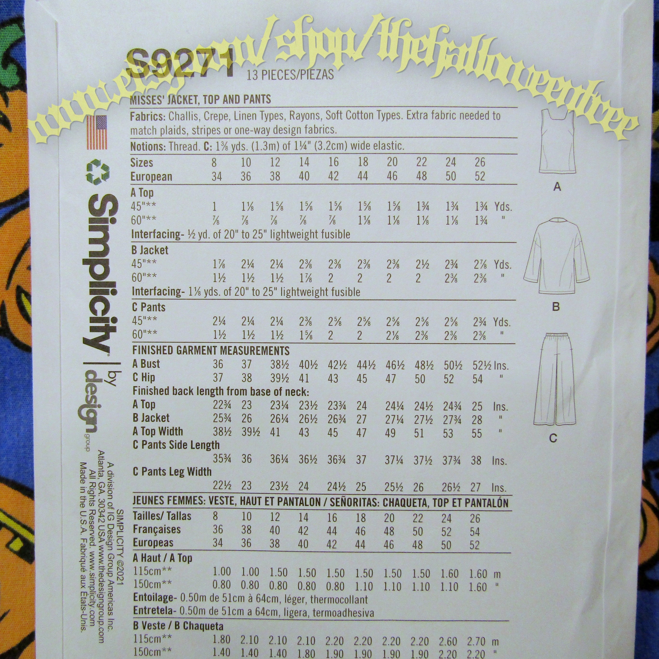 Simplicity 9271 Blouse Top Kimono Cardi Pants Sewing Pattern - Etsy UK