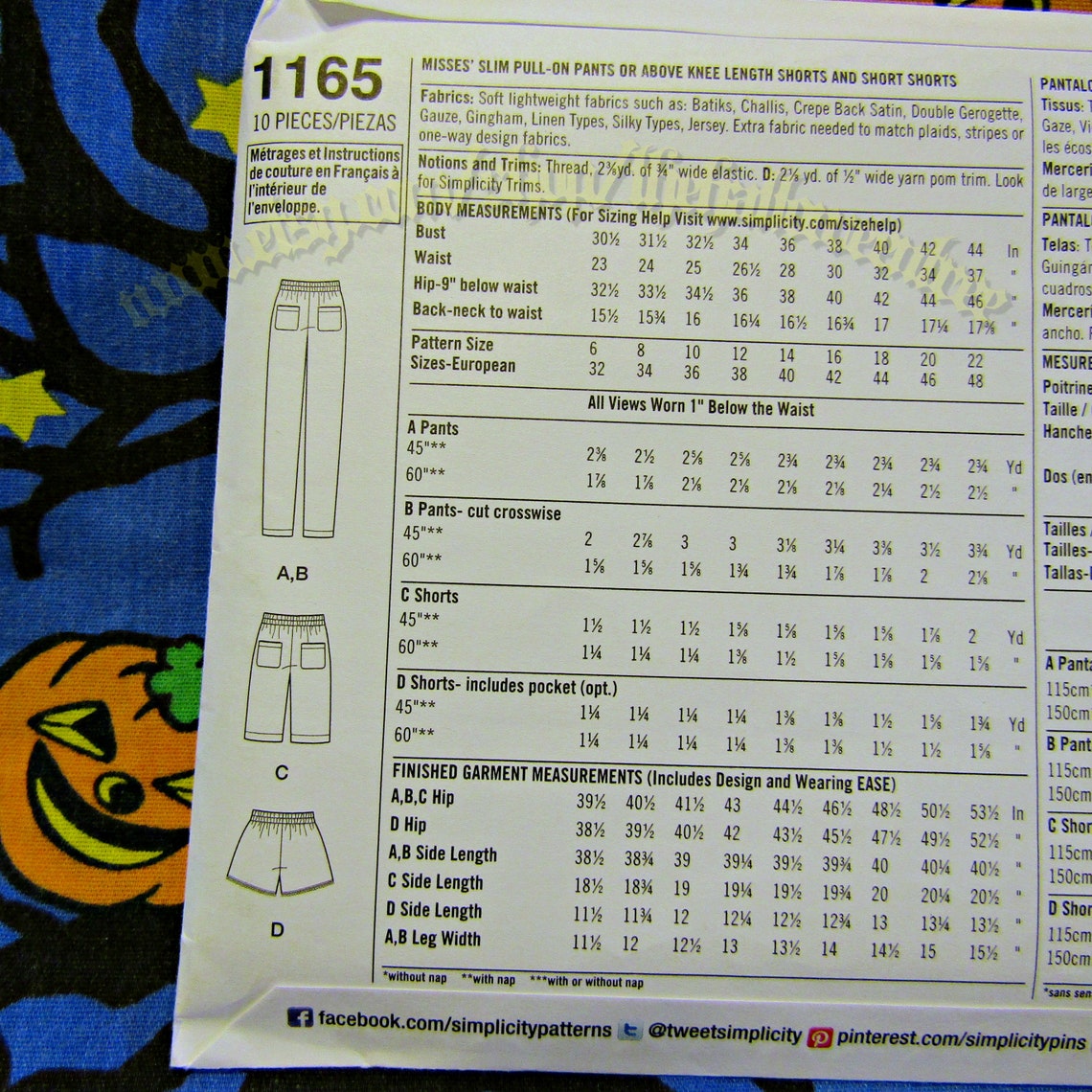 Simplicity 1165 pull on pants and shorts various lengths | Etsy