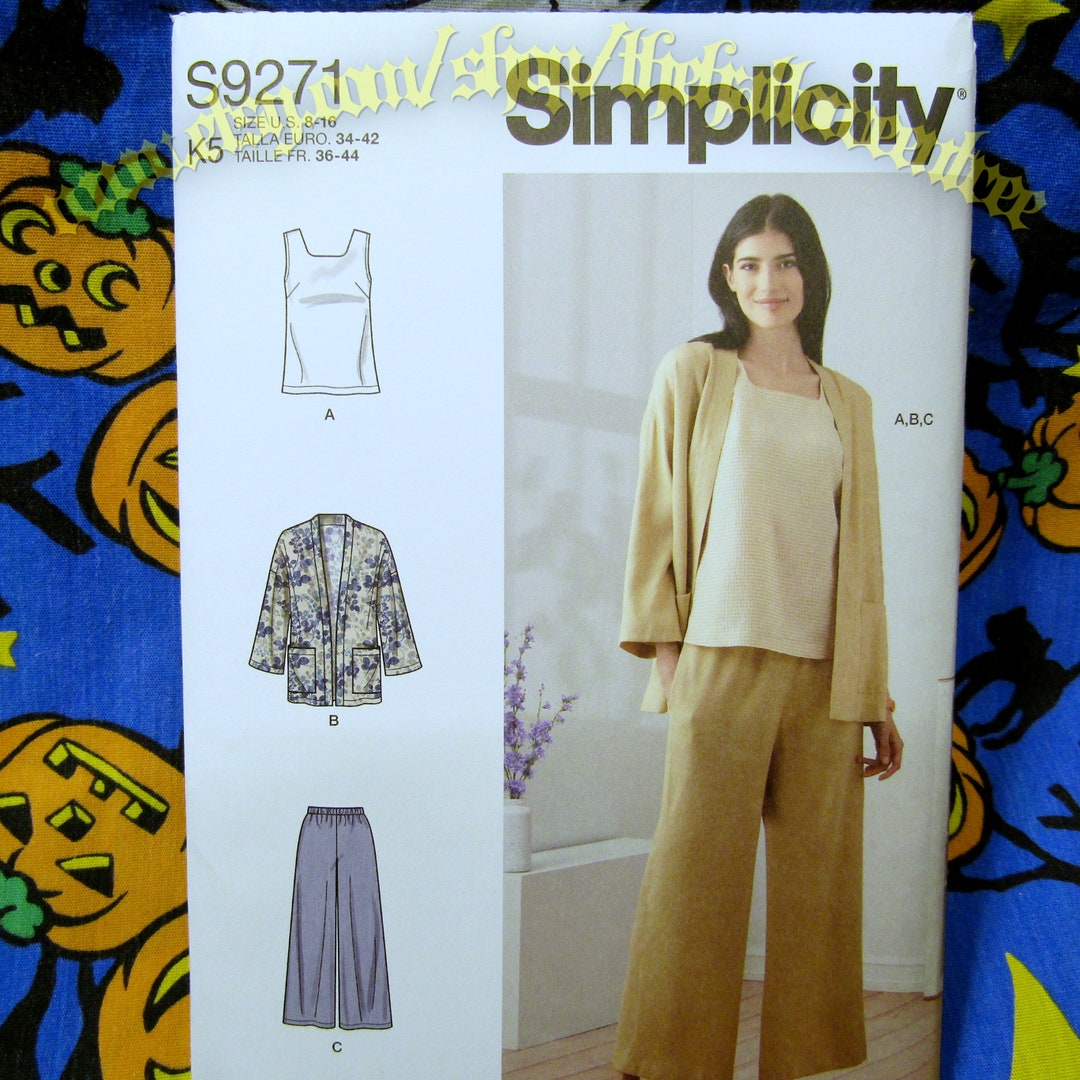 Simplicity 9271 Blouse Top Kimono Cardi Pants Sewing Pattern 8-16 S9271 ...