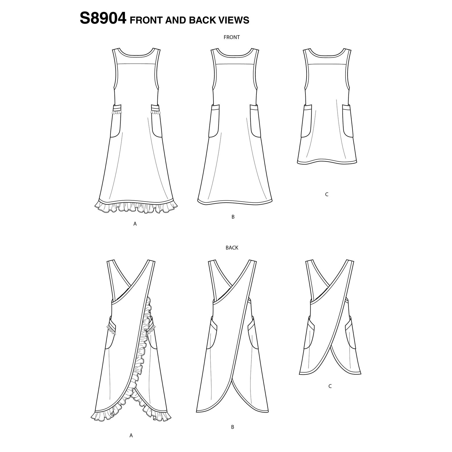 Simplicity 9312 Wrap Apron Dress Sewing Pattern Adult Sizes Xs-xl S8904 ...