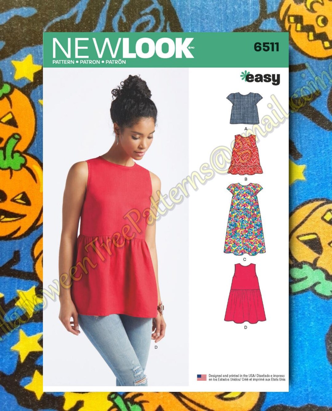 New Look 6511 Blouse Boho Farmhouse Top Shirt Shirtdress Sewing Pattern ...