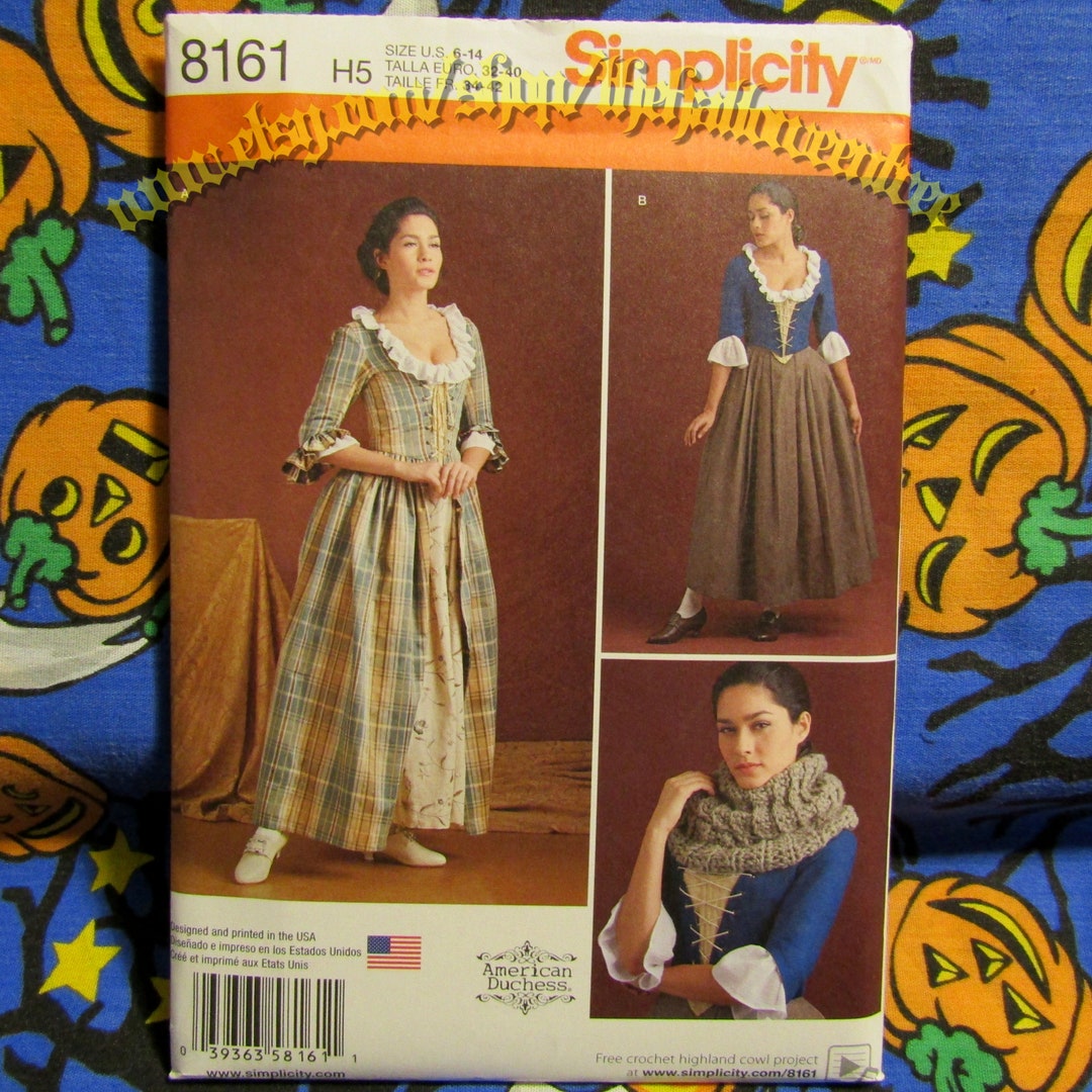 Simplicity 8161 18th Century Dress Sewing Pattern Sizes 6-14 Small to ...