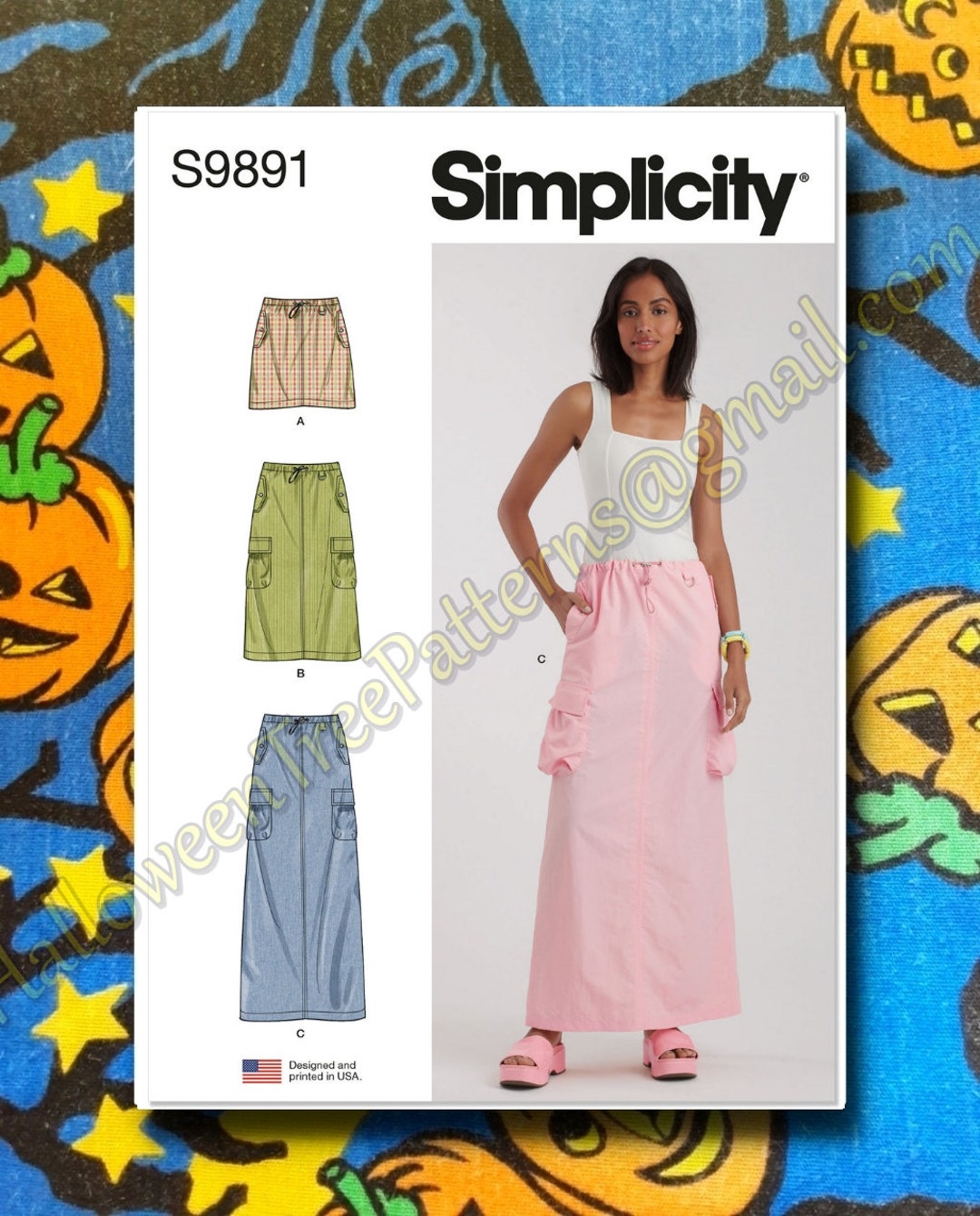 Simplicity 9891 Cargo Skirt Sewing Pattern Length Options Sizes 6-14 ...