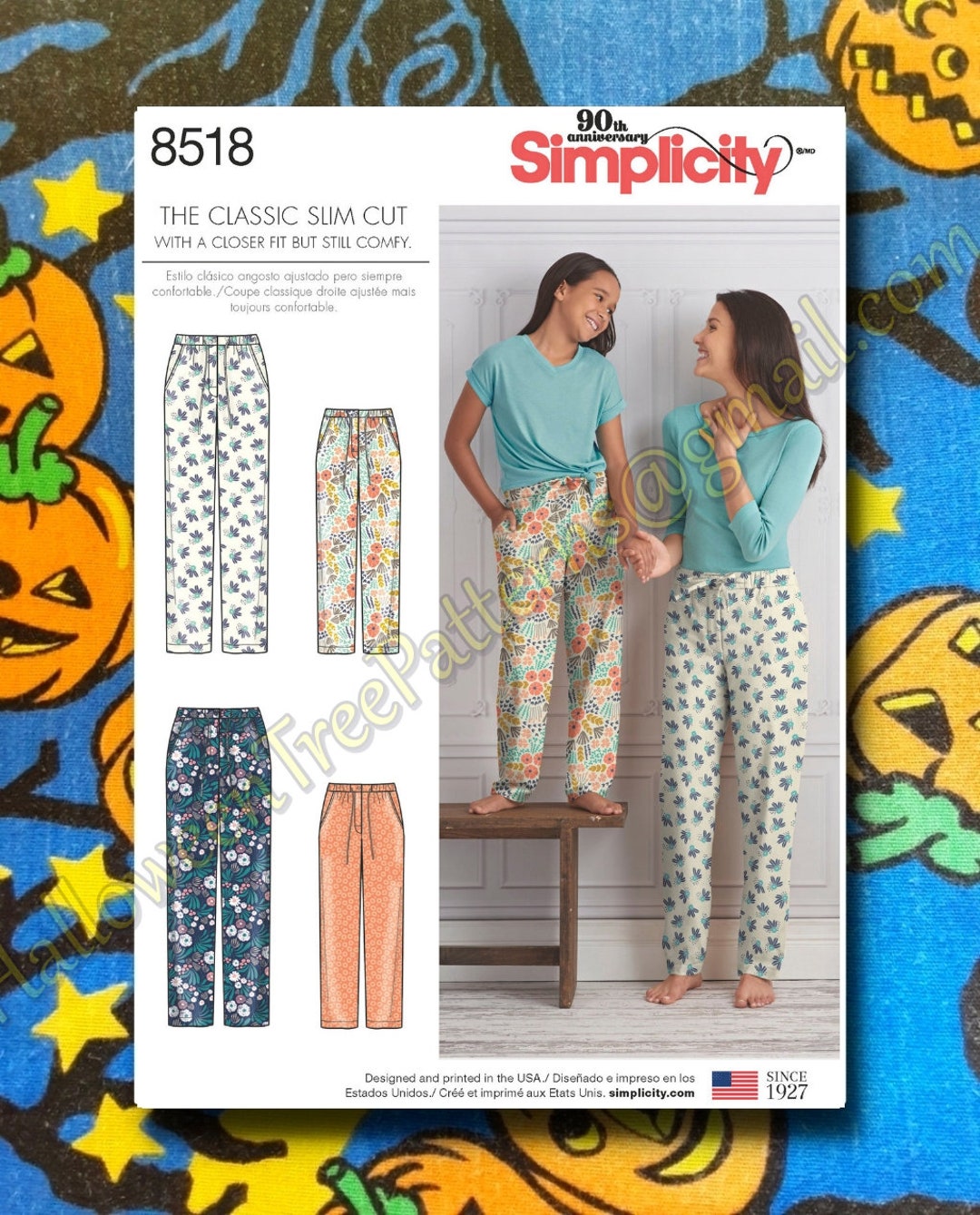 Simplicity S8518 Pajama Bottoms Sewing Pattern Pants Loungewear Misses and Girls Sizes Included ...