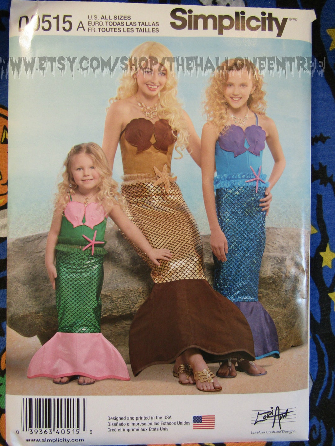 Simplicity 8198 Mermaid Tail Adult and Girl's Costume Sewing Pattern ...