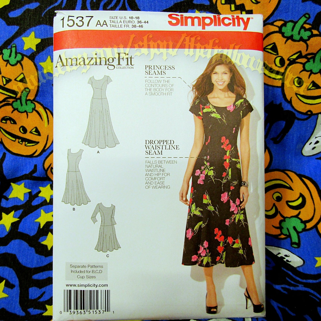 Simplicity 1537 Fitted Style Dress Princess Seams SEWING PATTERN 10-18 ...