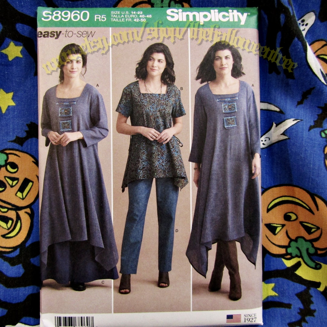 Simplicity S8960 Simple Lagenlook Tunic Dress Handkerchief Sewing ...