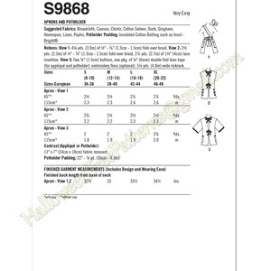 Simplicity S9868 Apron Smock Sewing Pattern Sizes XS-XL 9868 - Etsy