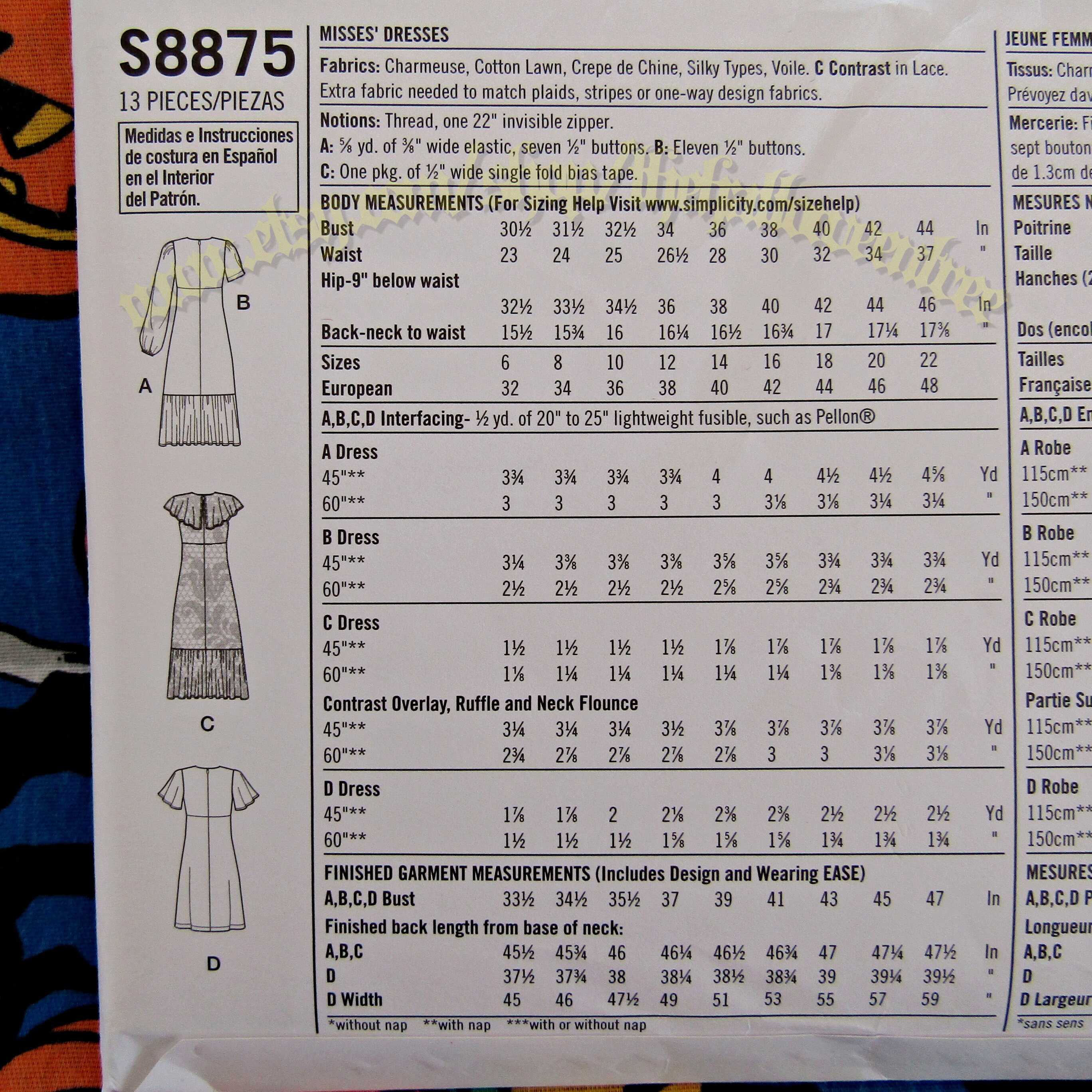 Simplicity 8875 Summer Dresses Sewing Pattern Sizes 14-22 - Etsy