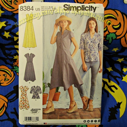 Simplicity Sewing Pattern 8014 Button Front Shirt Dress Tie | Etsy