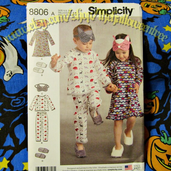 Simplicity 8806 Kids Animal Costume Pajamas Kigurumi Sewing | Etsy