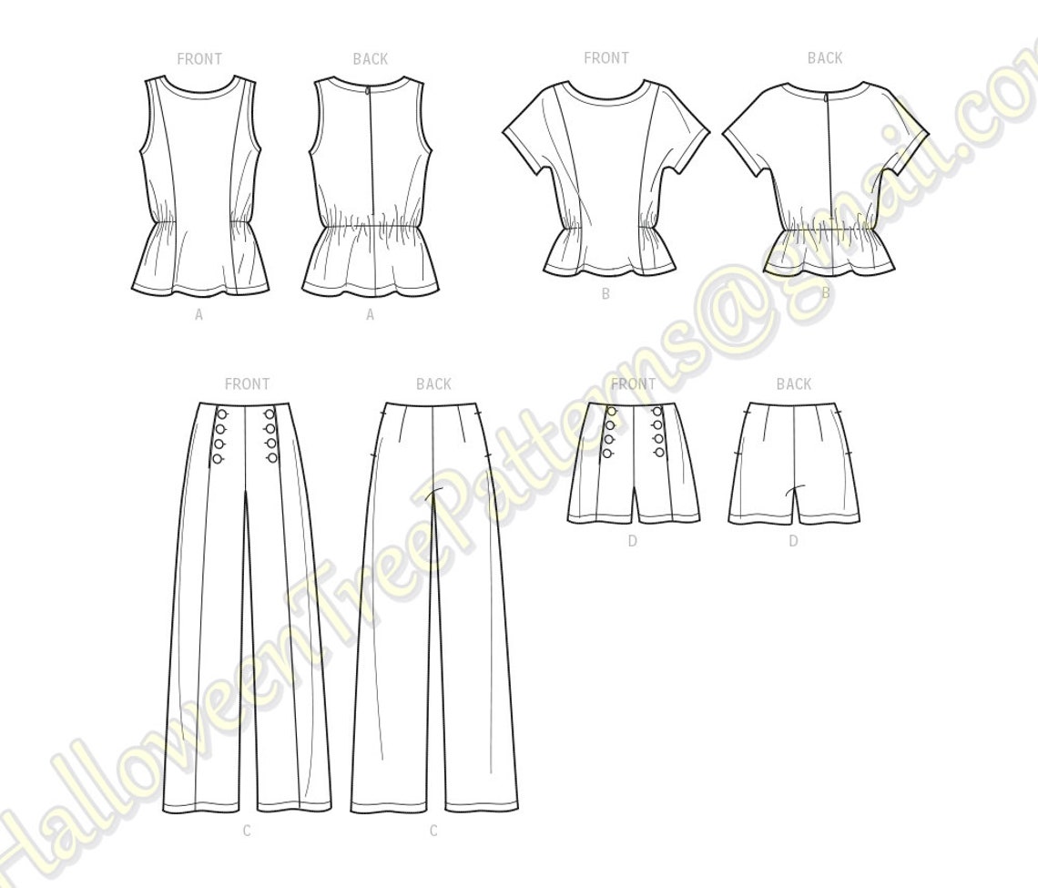 Simplicity 9612 Blouse Pants Shorts Separates Sewing Pattern Sizes 14 ...